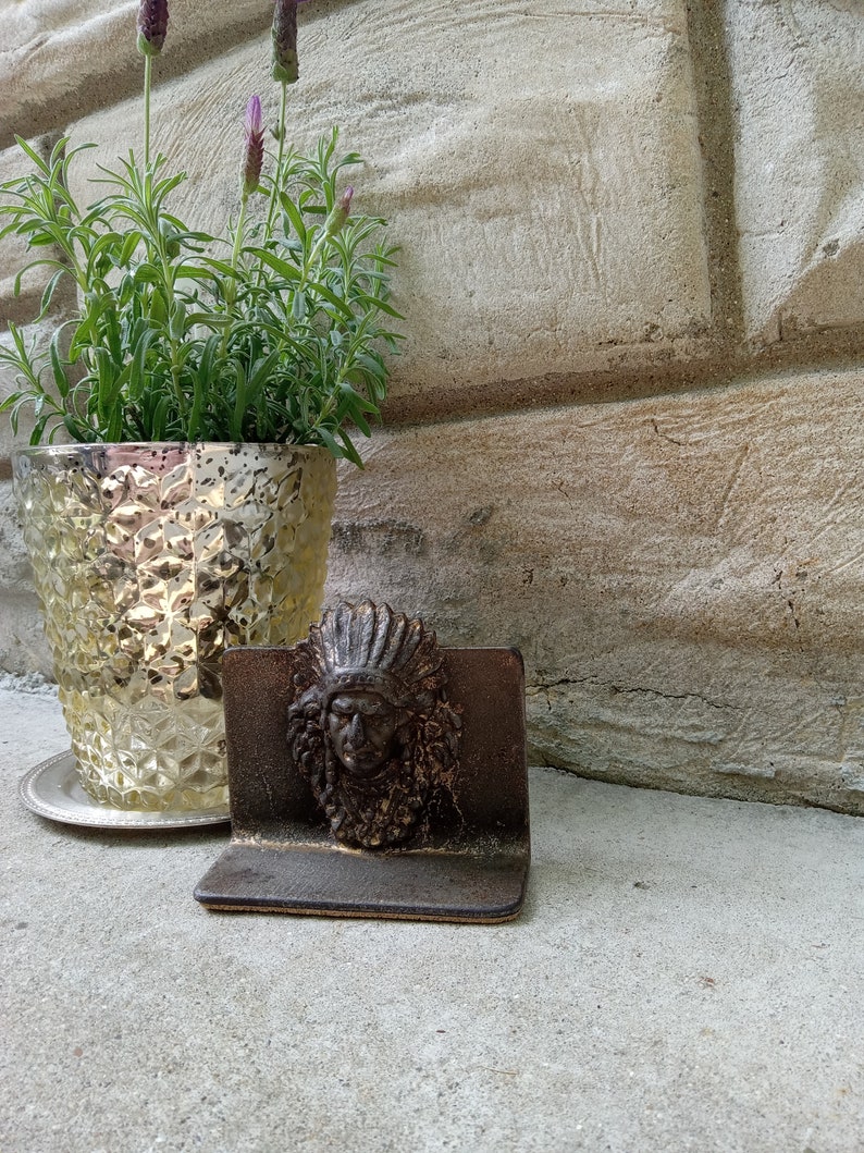 Vintage Iron Native American Indian Chief Bookend, Paperweight, or ...