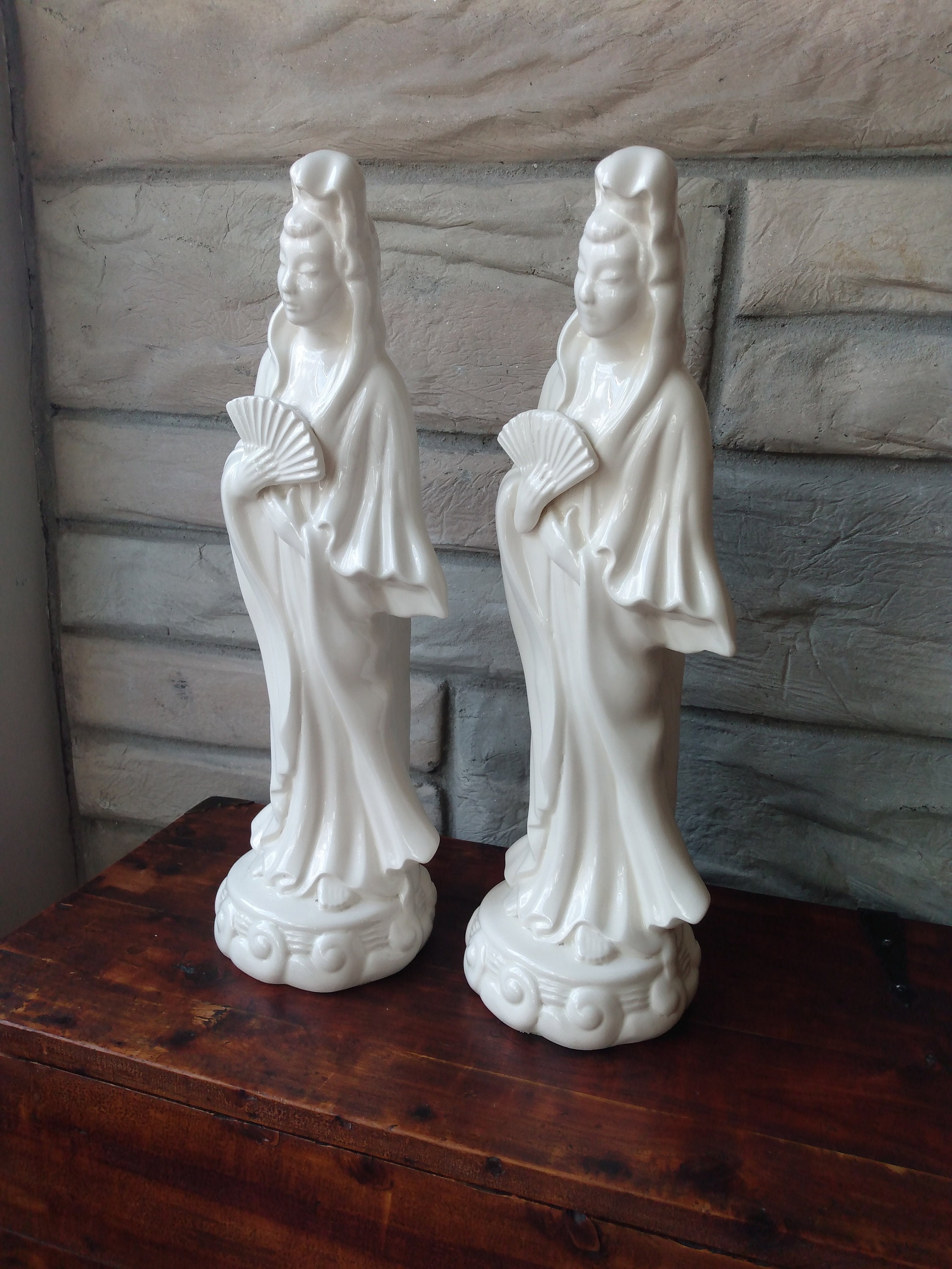 Pair of Two Vintage Asian Female Statues Over 19 Inches Tall - Etsy