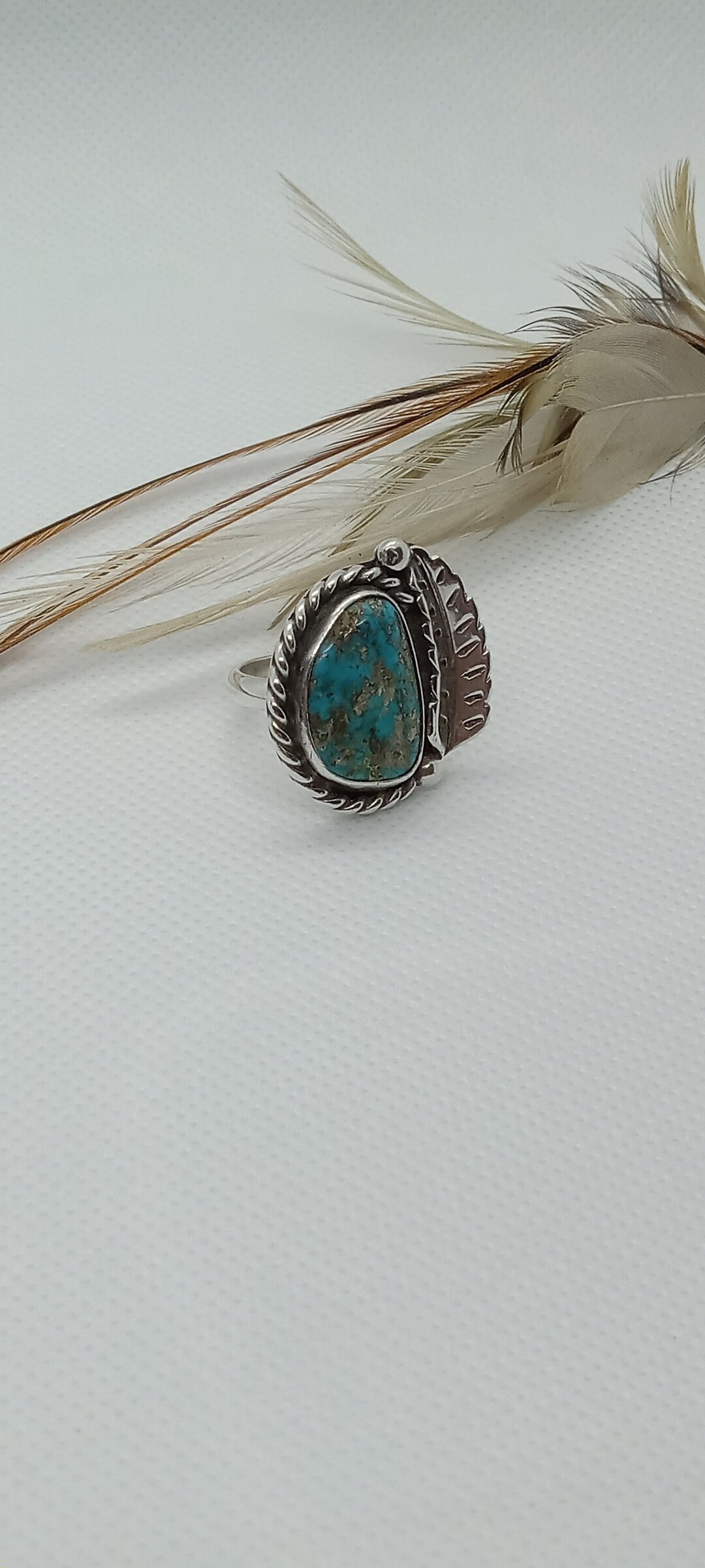 Vintage Native American Zuni Sterling Silver Natural Kingman Turquoise ...