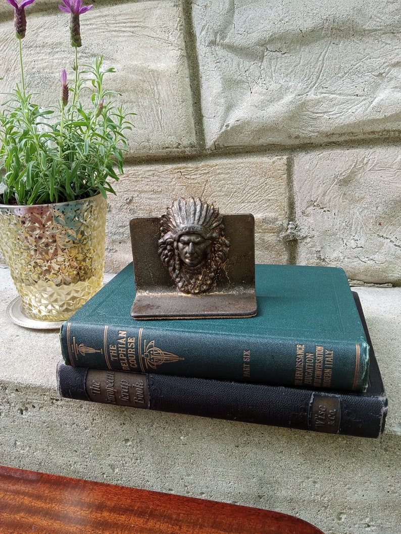 Vintage Iron Native American Indian Chief Bookend, Paperweight, or ...