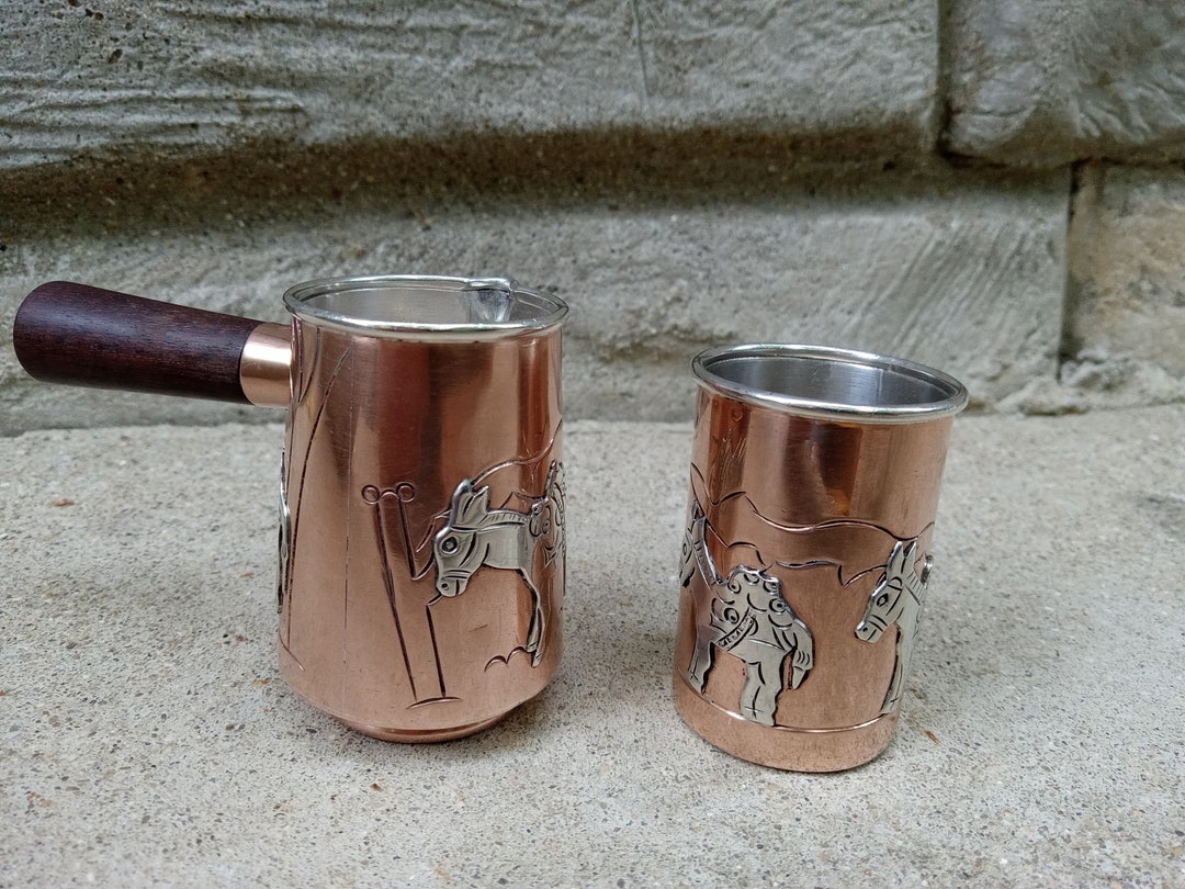 Vintage Set of Victoria Copper With Silver Overlay, Cup and Pitcher ...