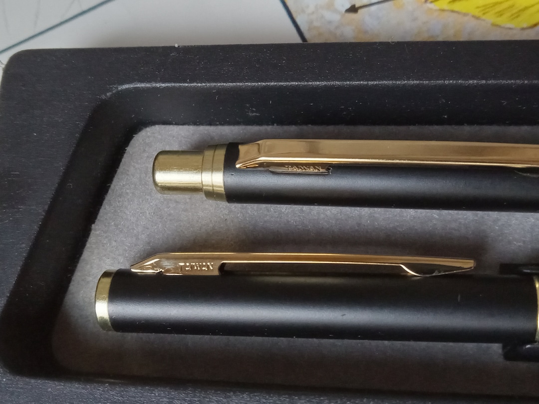 Vintage Black and Gold Pen & Mechanical Pencil Set, Made in Taiwan, New ...