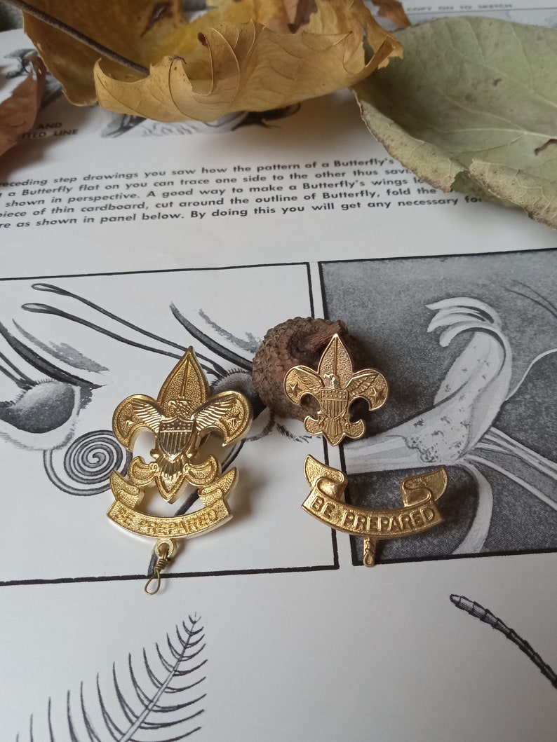 Trio of Vintage Boy Scout Pins/badges, Be Prepared, Beautiful & Bright ...
