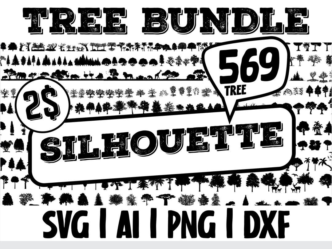 SVG Bundle, Tree, Forest SVG, Oak Tree SVG, Silhouette Digital Clipart ...