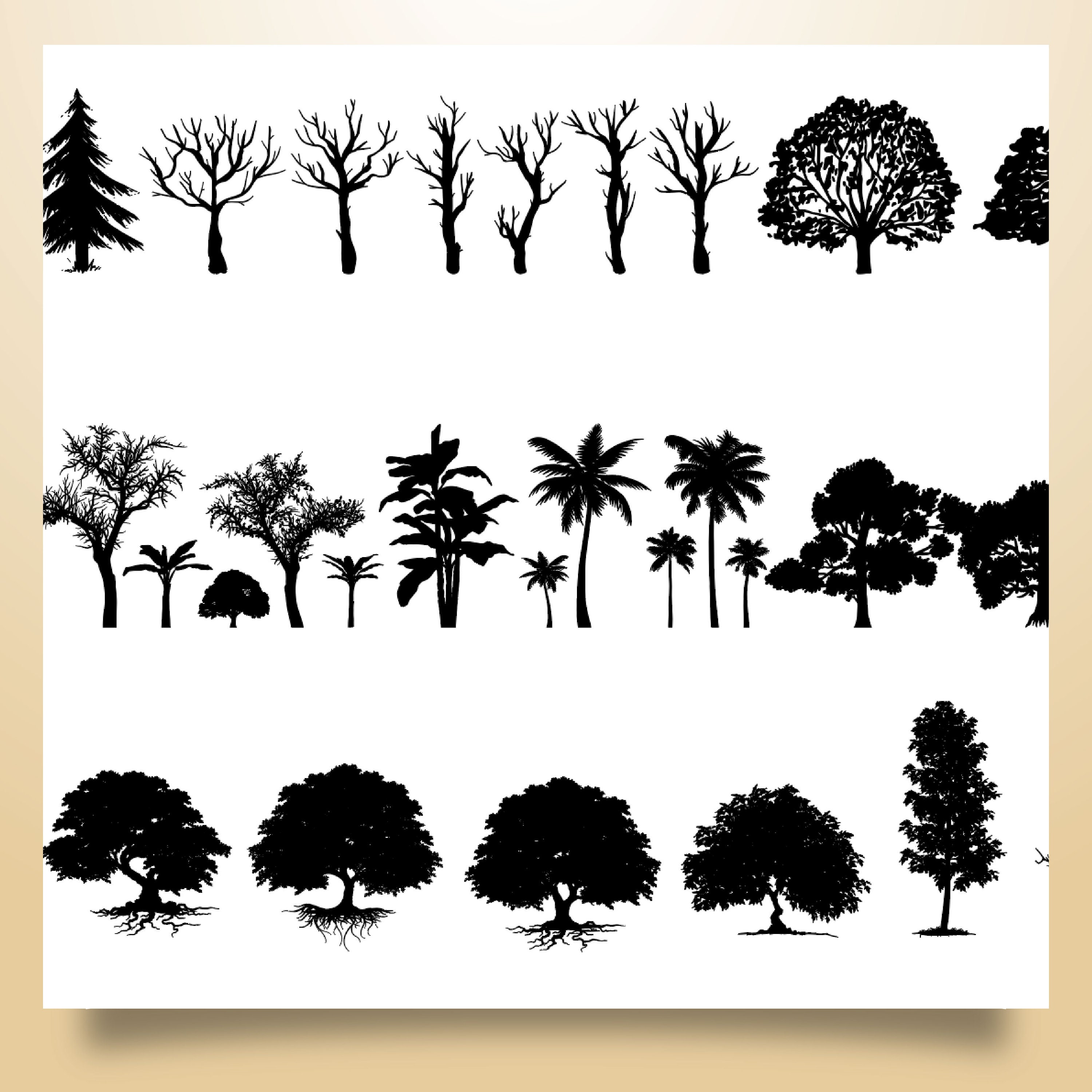 SVG Bundle, Tree, Forest SVG, Oak Tree SVG, Silhouette Digital Clipart ...