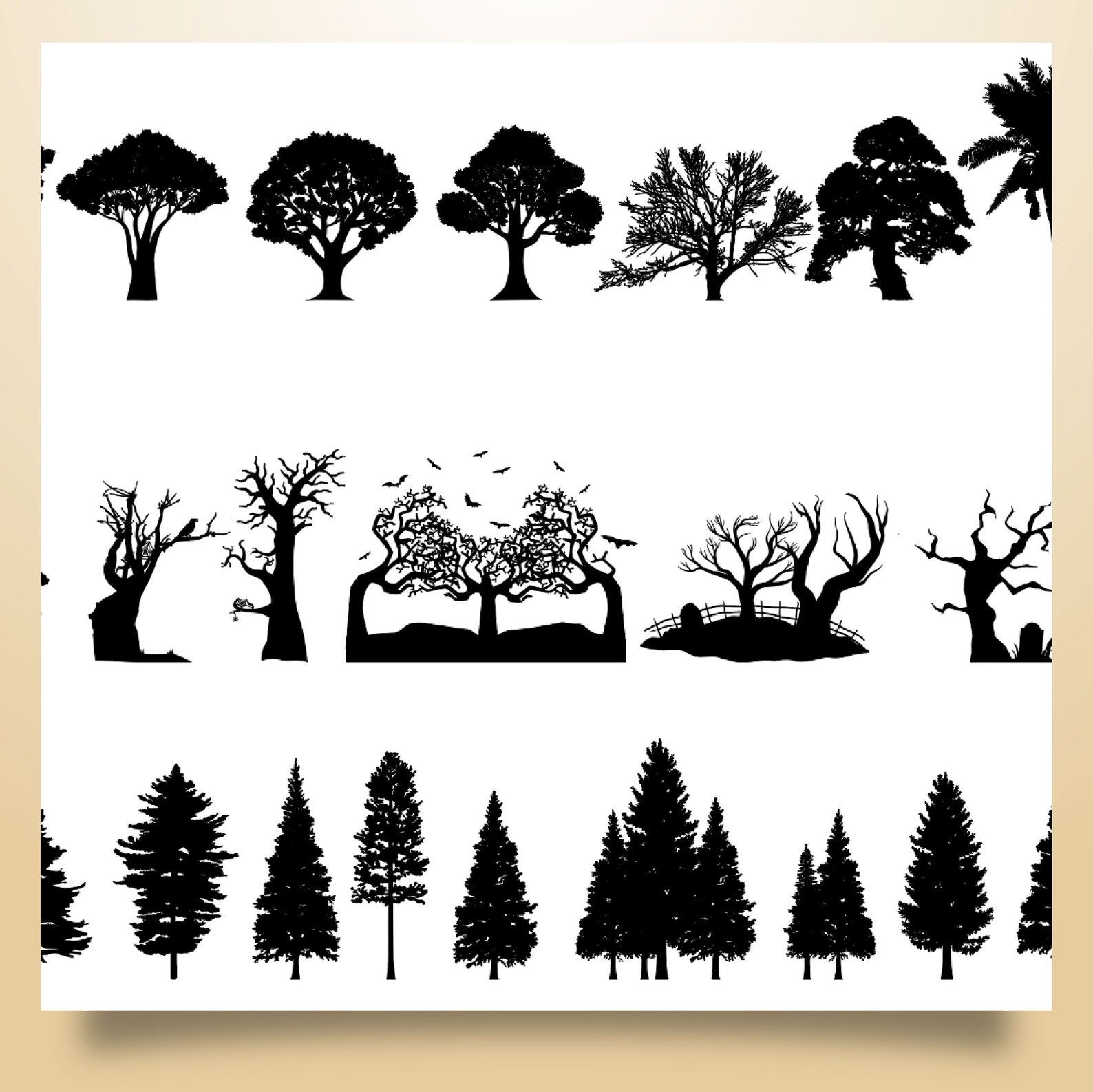SVG Bundle, Tree, Forest SVG, Oak Tree SVG, Silhouette Digital Clipart ...