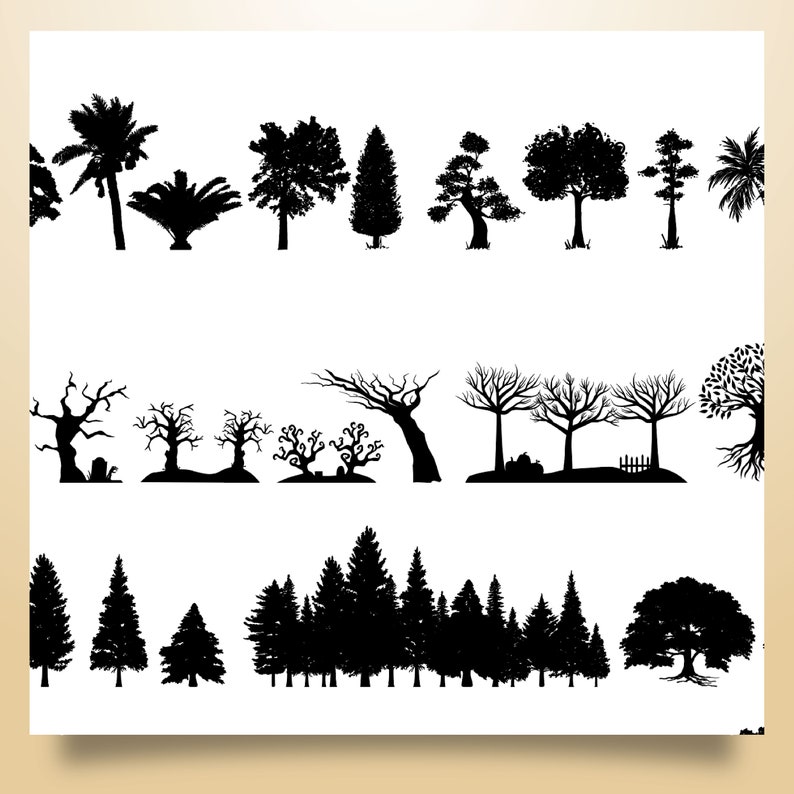 SVG Bundle, Tree, Forest SVG, Oak Tree SVG, Silhouette Digital Clipart ...