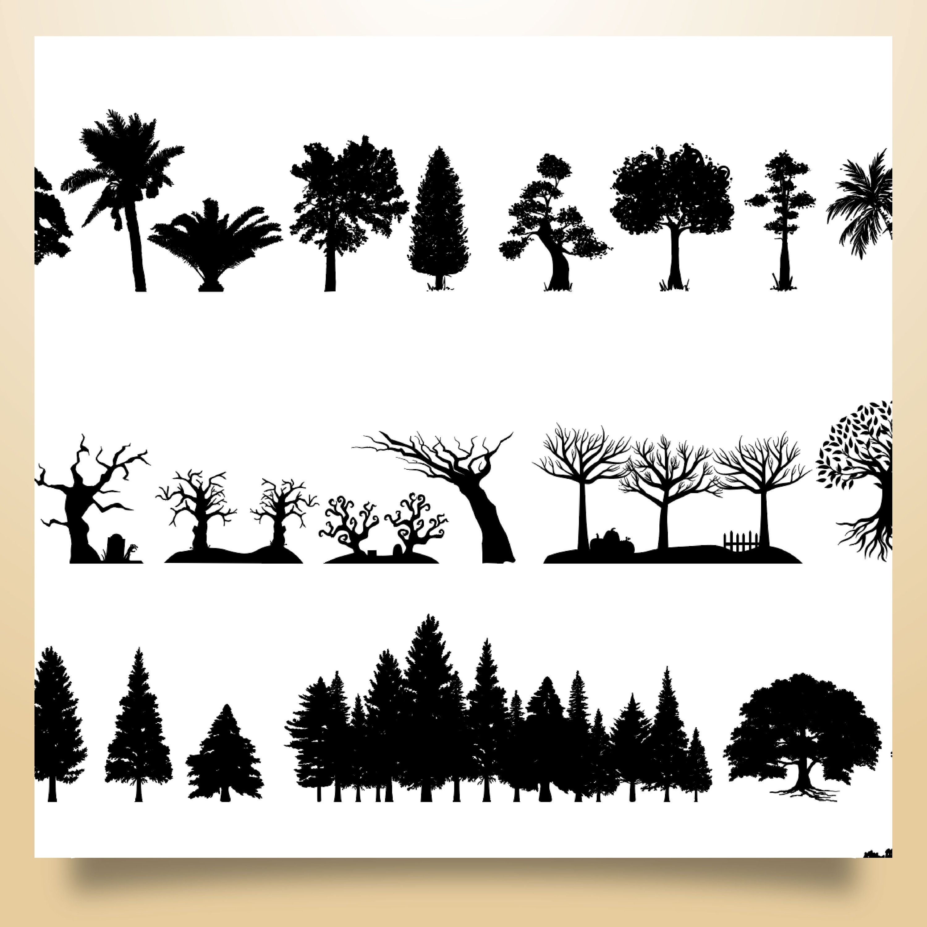 SVG Bundle, Tree, Forest SVG, Oak Tree SVG, Silhouette Digital Clipart ...
