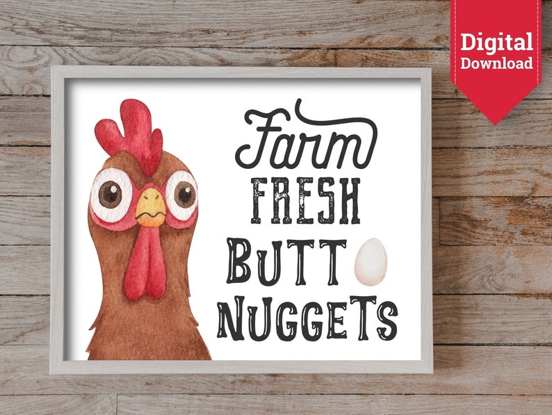 Chicken Farmhouse Decor Kitchen Art Poster Funny (PRINTABLE DIGITAL ...