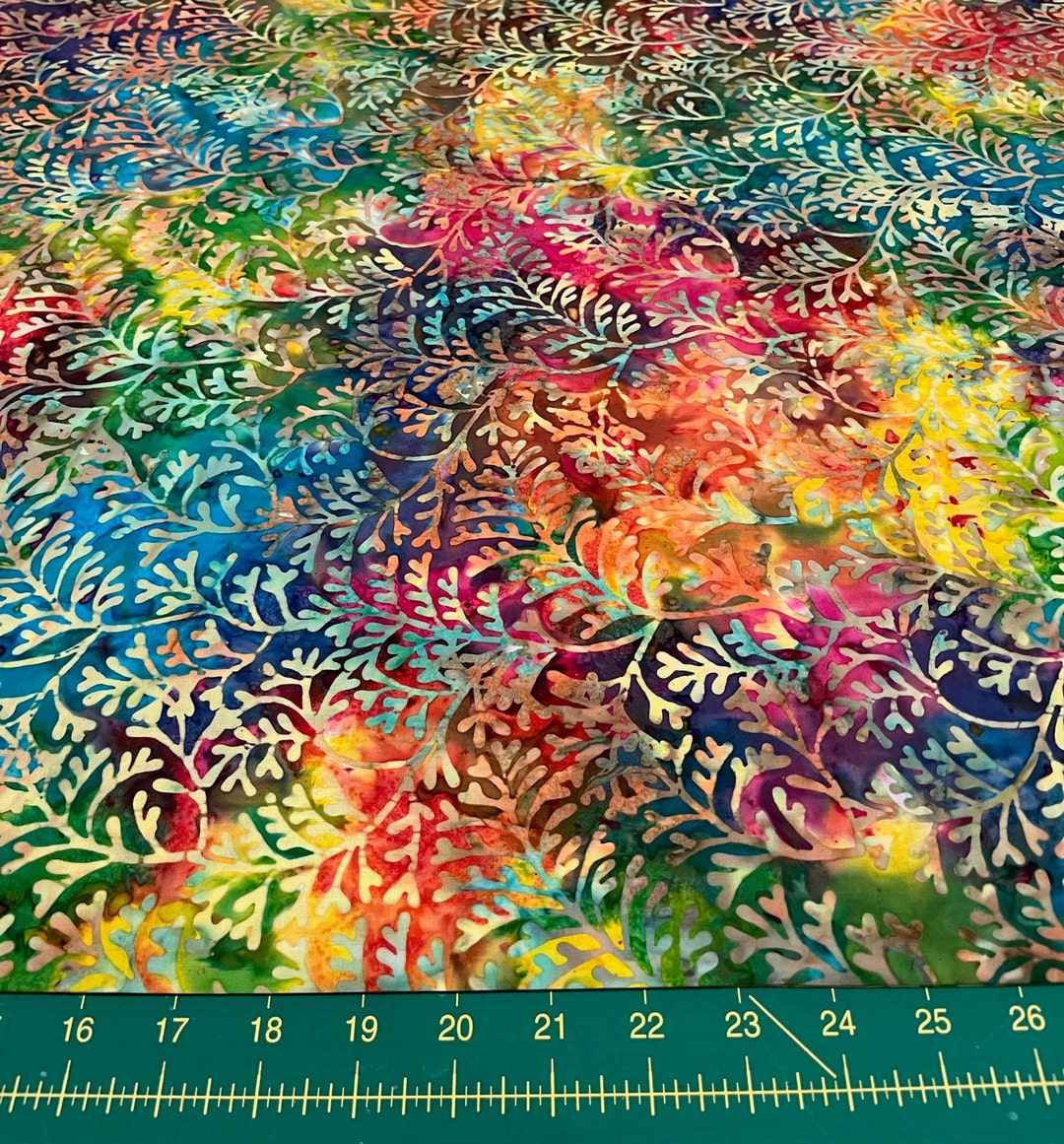 Bright Multi Colored Fern Batik Fabric - **by the Half Yard** - Etsy