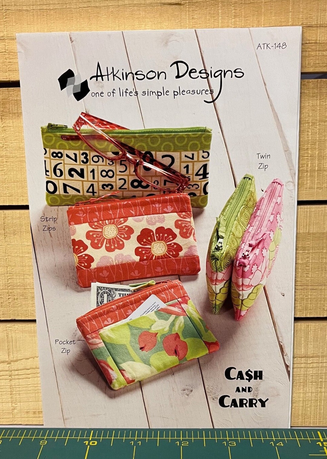 Atkinson Designs cash and Carry Zipper Pouch Pattern ATK-148 Designed ...