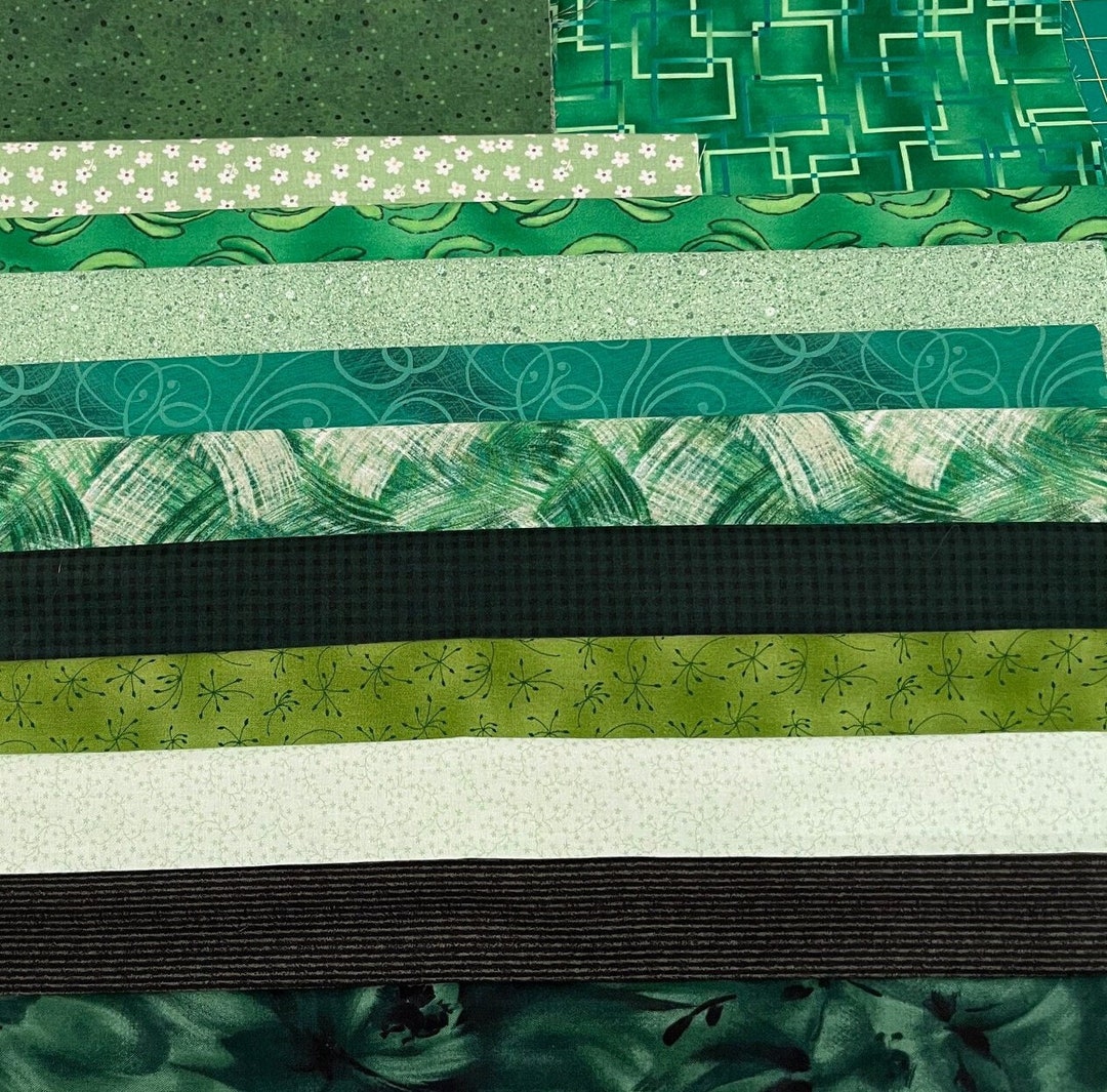 Green Fabric Stash Bundle - 12 Precut Pieces - Etsy