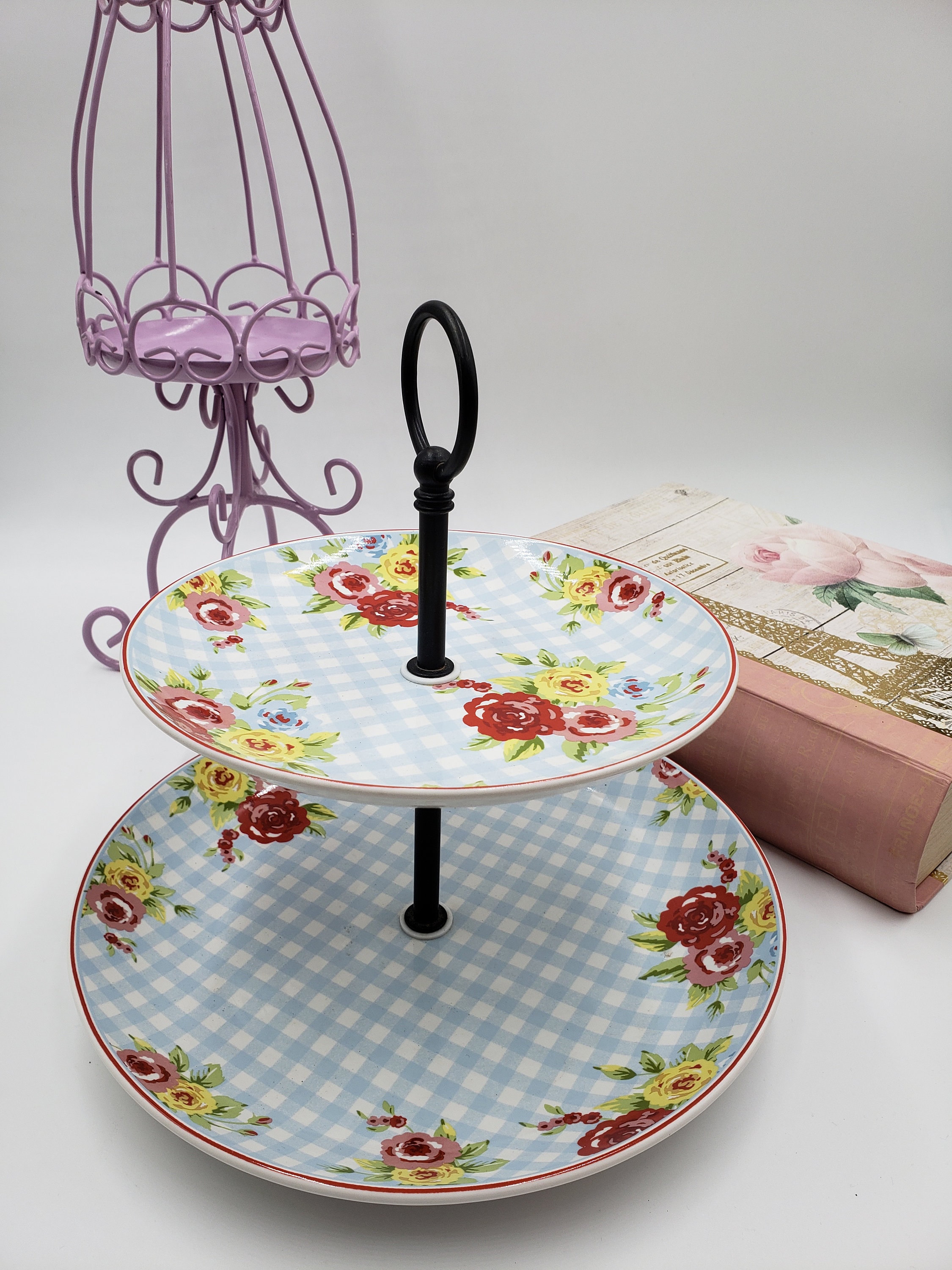 2 Tier Serving Plate 222 Fifth New Country - Etsy