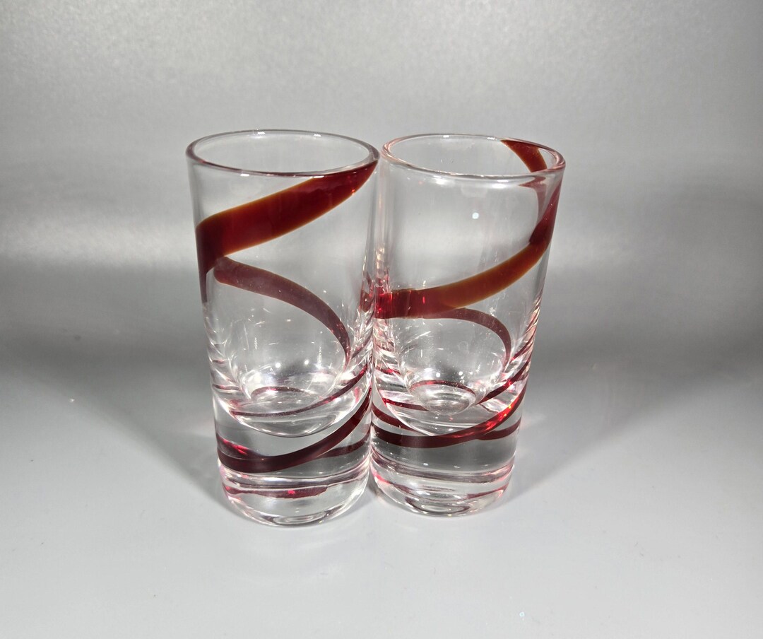 Set of Two Vintage Swirline Red Shot Glasses, Made by Pier 1 Imports - Etsy