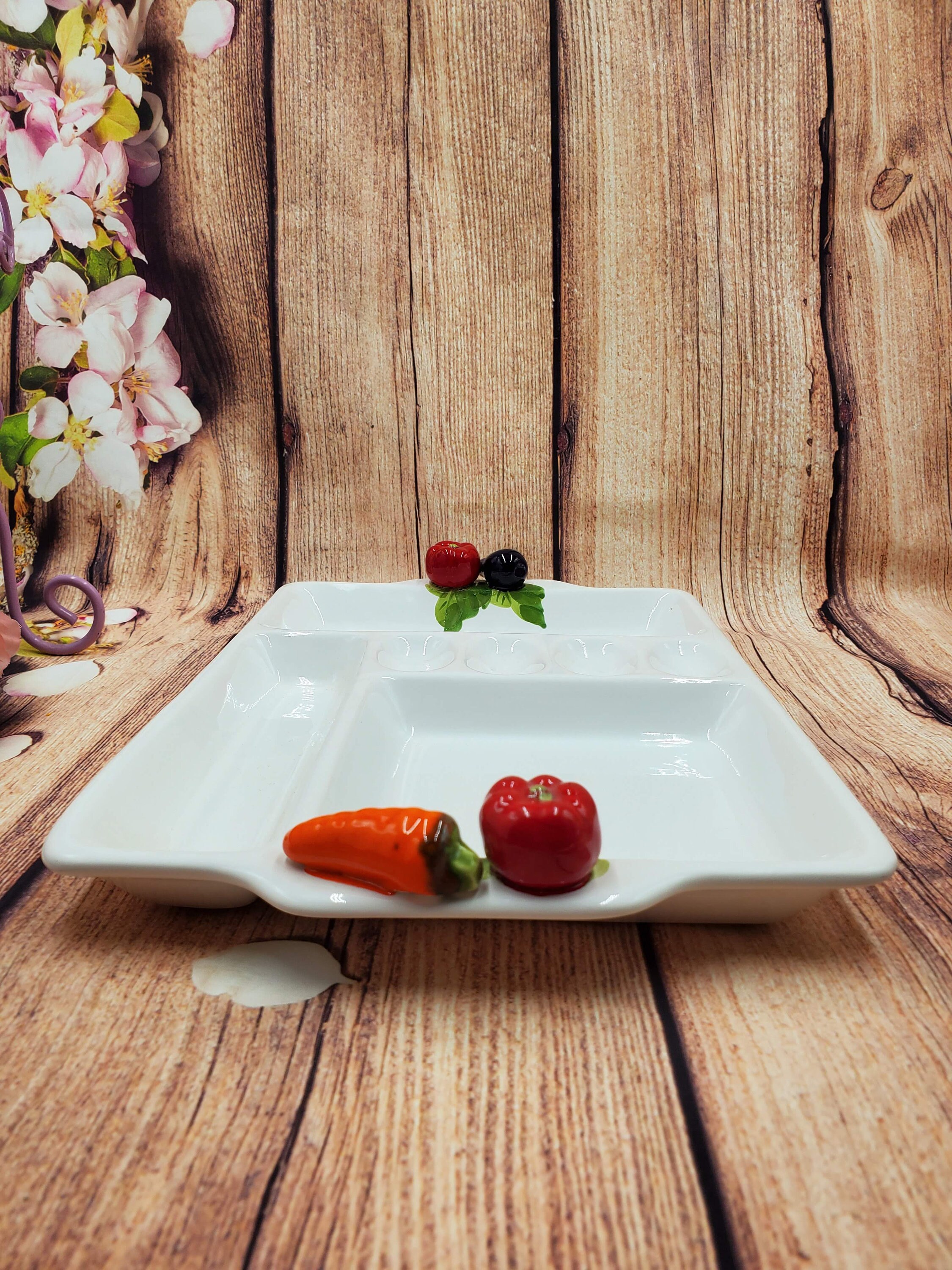 Vintage Made in Italy Hand Painted Relish Tray With Ceramic 3D - Etsy