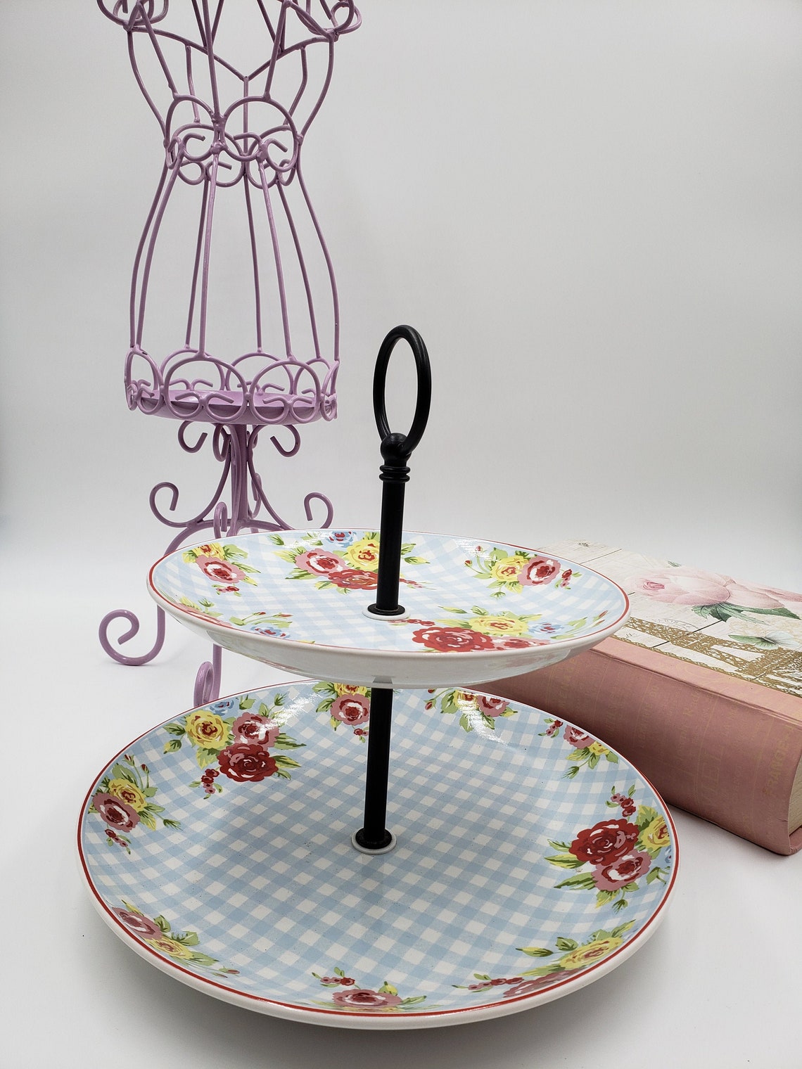 2 Tier Serving Plate 222 Fifth New Country - Etsy