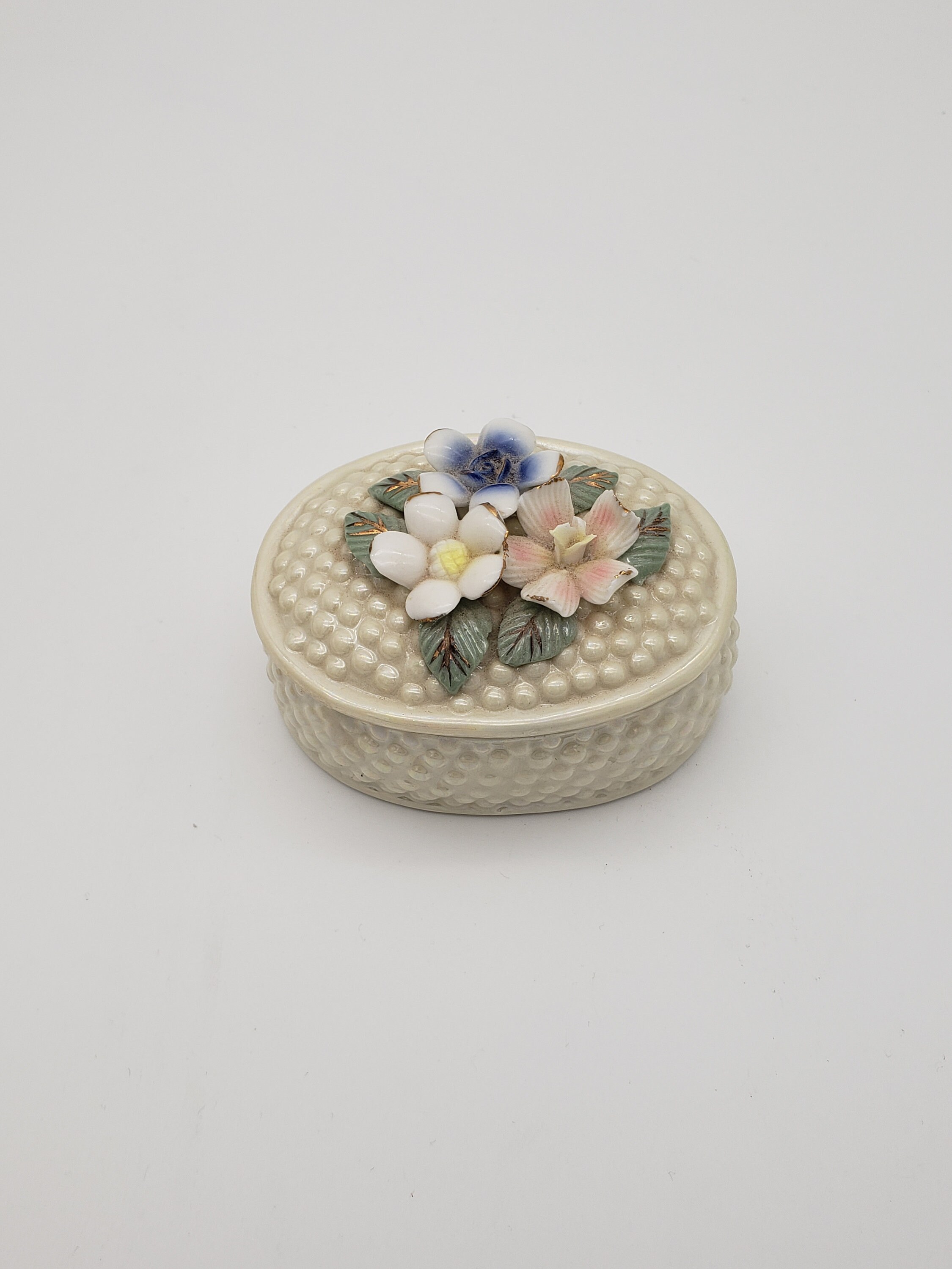 Beautiful Vintage Porcelain Trinket Box With Flowers - Etsy