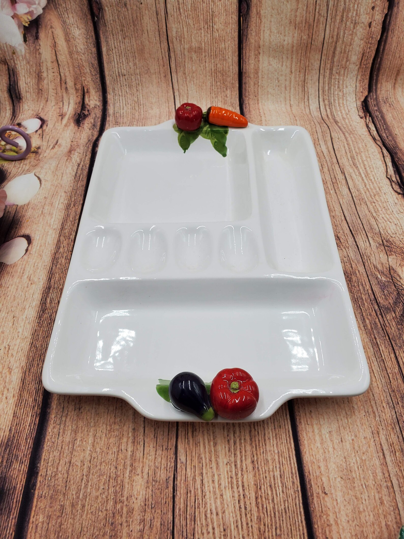 Vintage Made in Italy Hand Painted Relish Tray With Ceramic 3D - Etsy