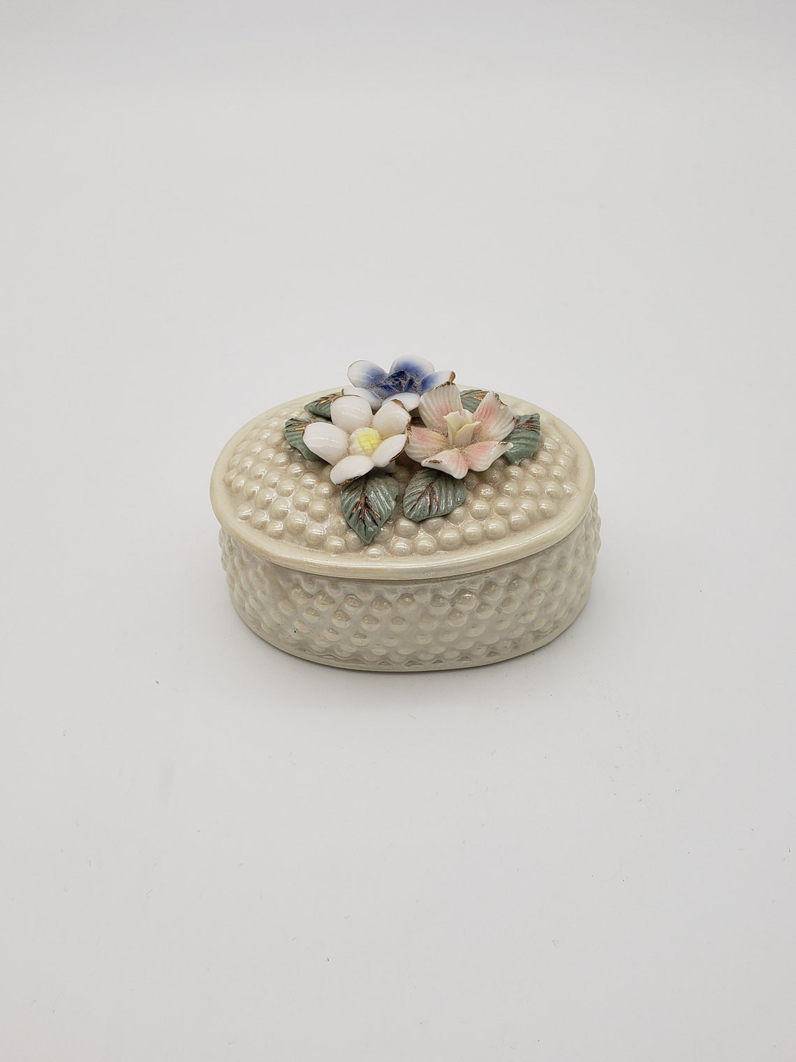 Beautiful Vintage Porcelain Trinket Box With Flowers - Etsy