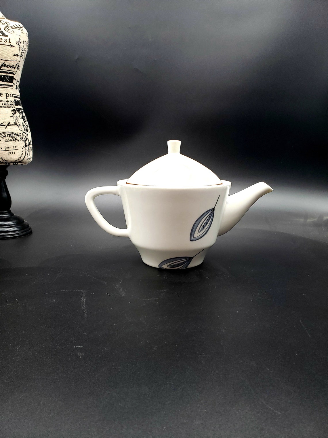 Hallmark Ceramic Teapot Set With Blue Leaves - Etsy