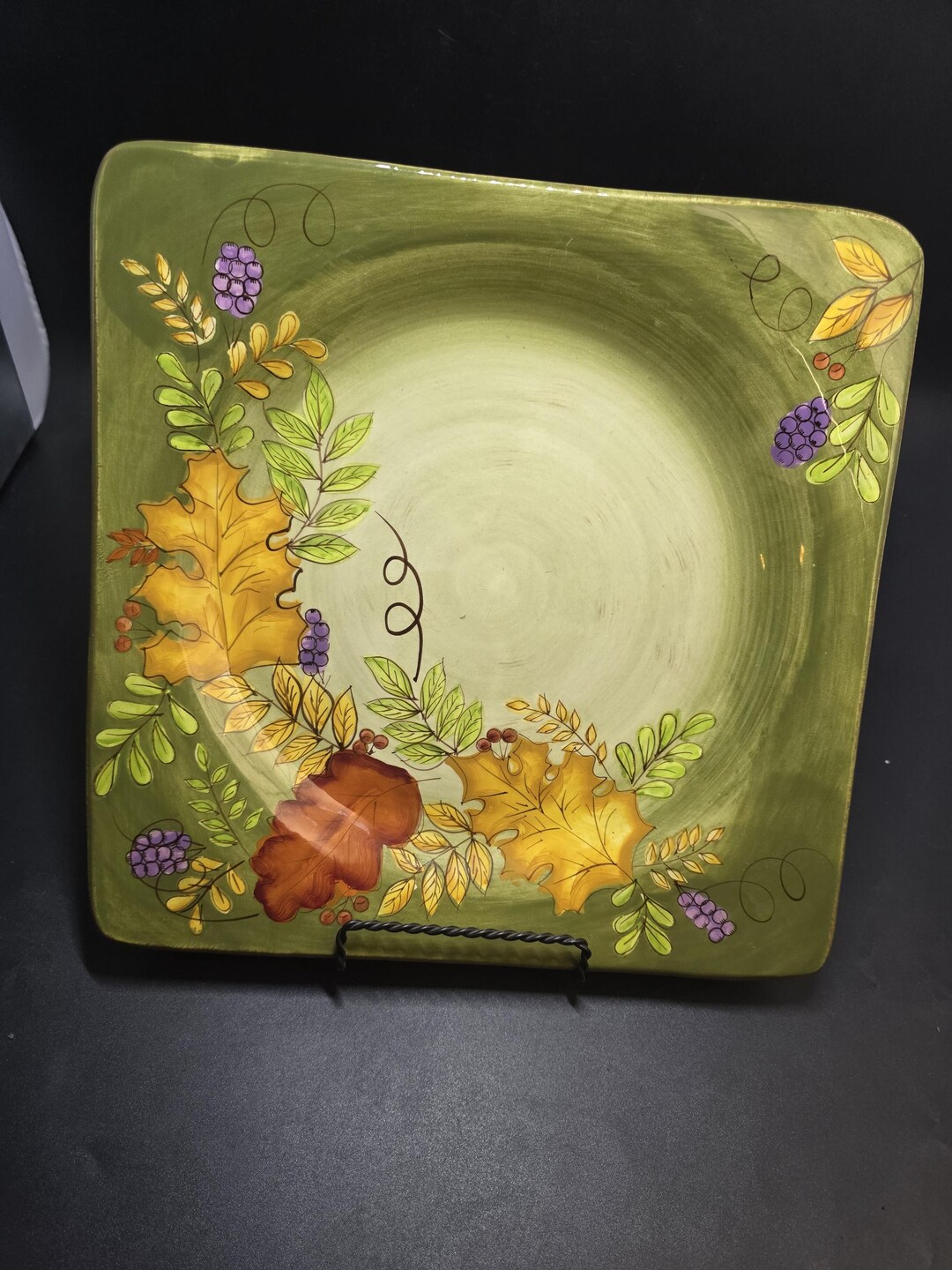 Discontinued Gates Ware by Laurie Gates Green Fall Leaves Square Dinner ...