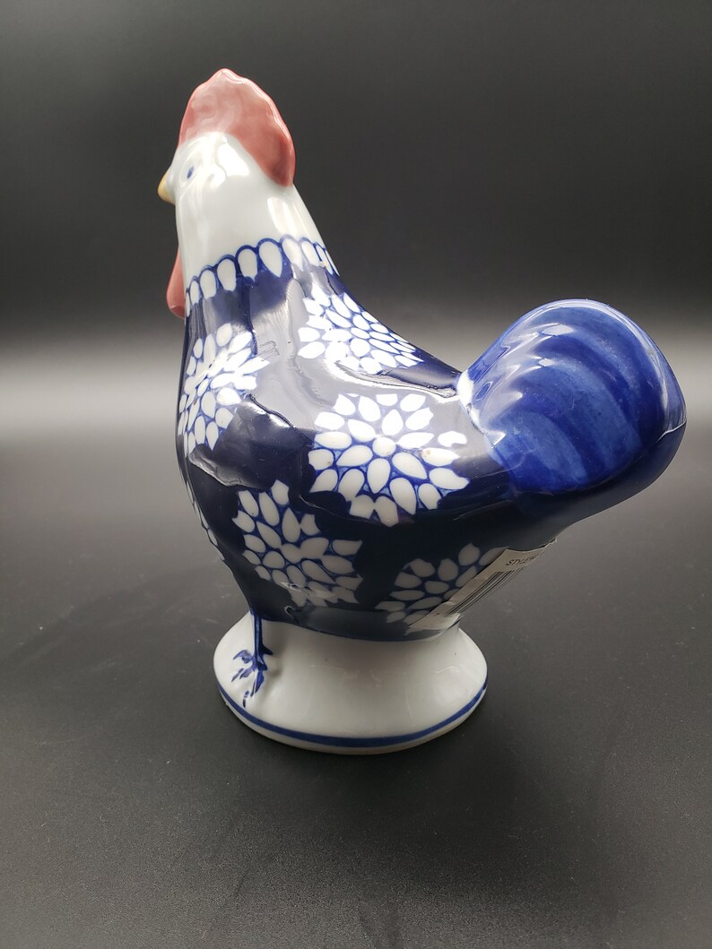 Vintage Ceramic Blue & White Chicken Rooster - Etsy