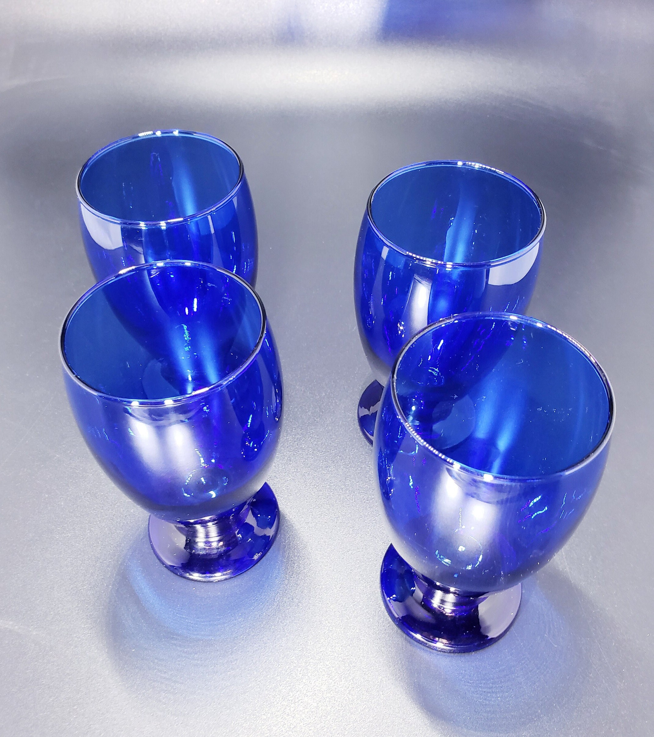 Set of 4 Cristar Hand Blown Vintage Cobalt Blue Wine Goblets - Etsy