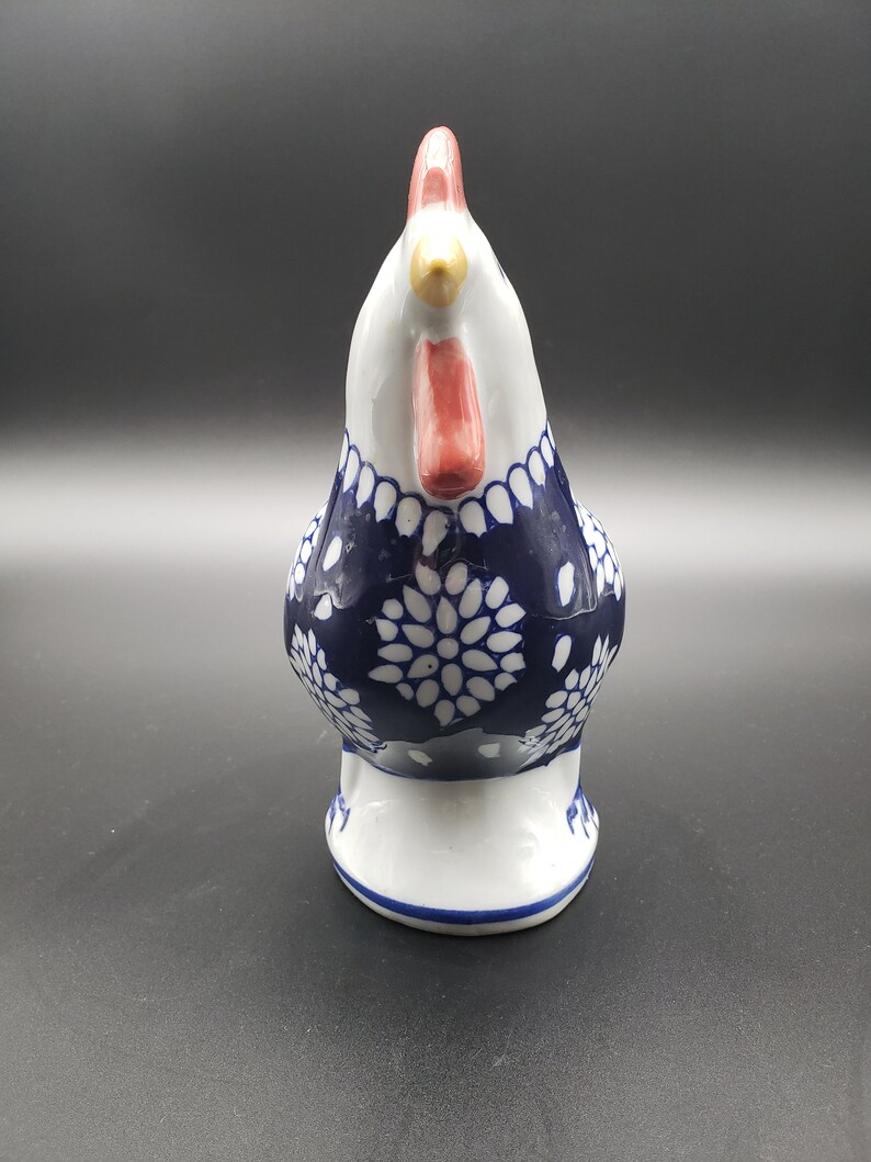 Vintage Ceramic Blue & White Chicken Rooster - Etsy