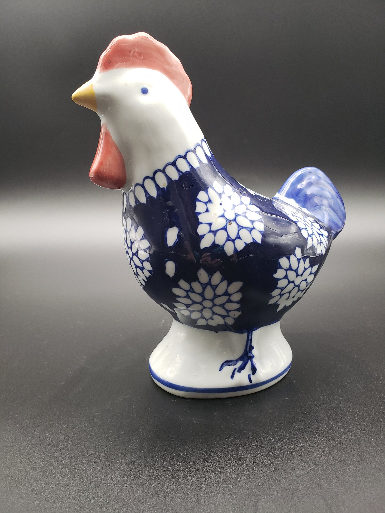 Vintage Ceramic Blue & White Chicken Rooster - Etsy