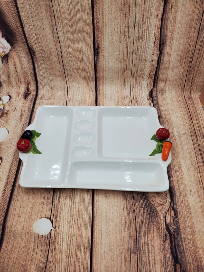Vintage Made in Italy Hand Painted Relish Tray With Ceramic 3D ...