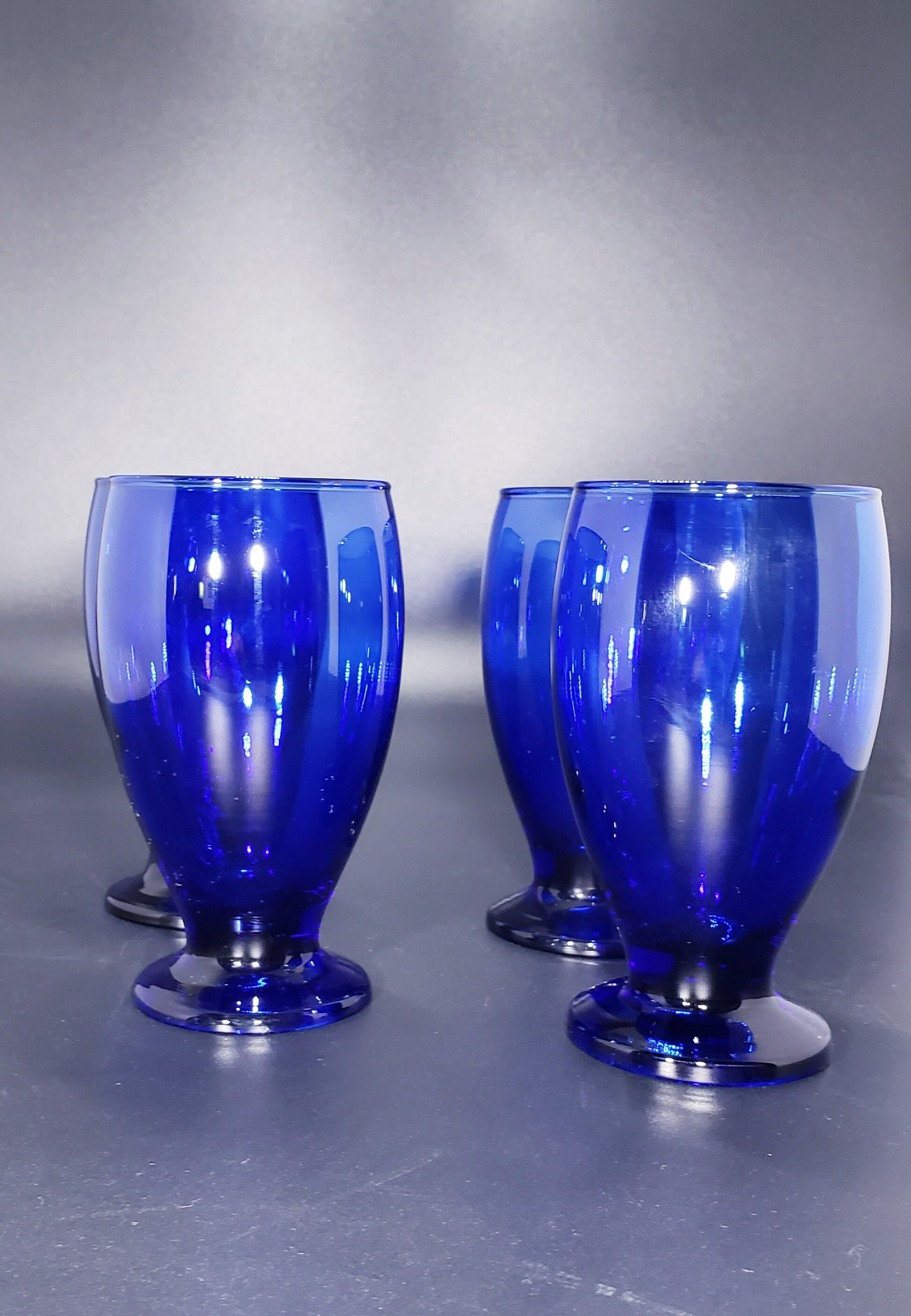 Set of 4 Cristar Hand Blown Vintage Cobalt Blue Wine Goblets - Etsy