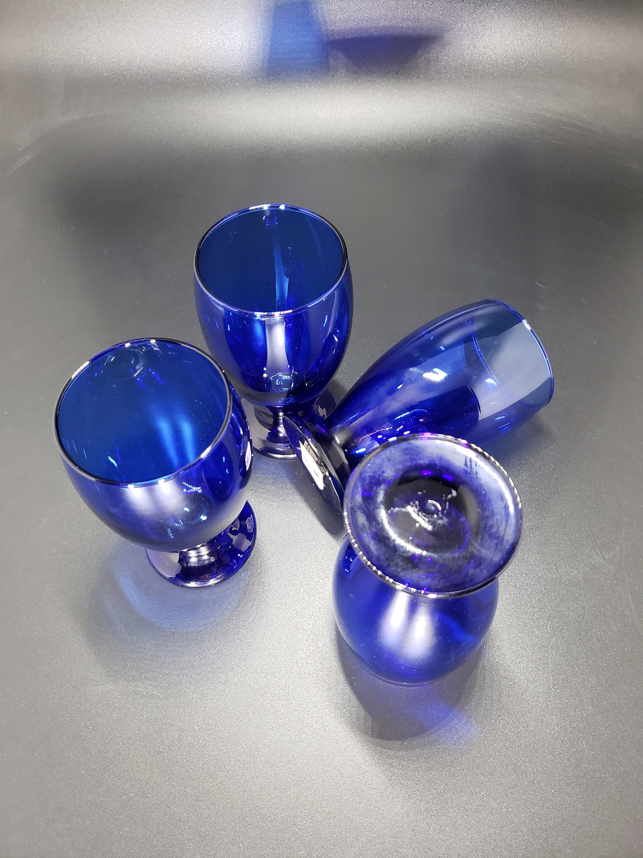 Set of 4 Cristar Hand Blown Vintage Cobalt Blue Wine Goblets | Etsy