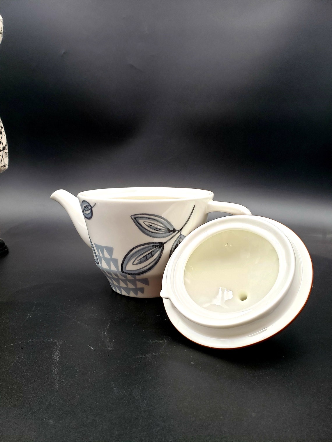 Hallmark Ceramic Teapot Set With Blue Leaves - Etsy