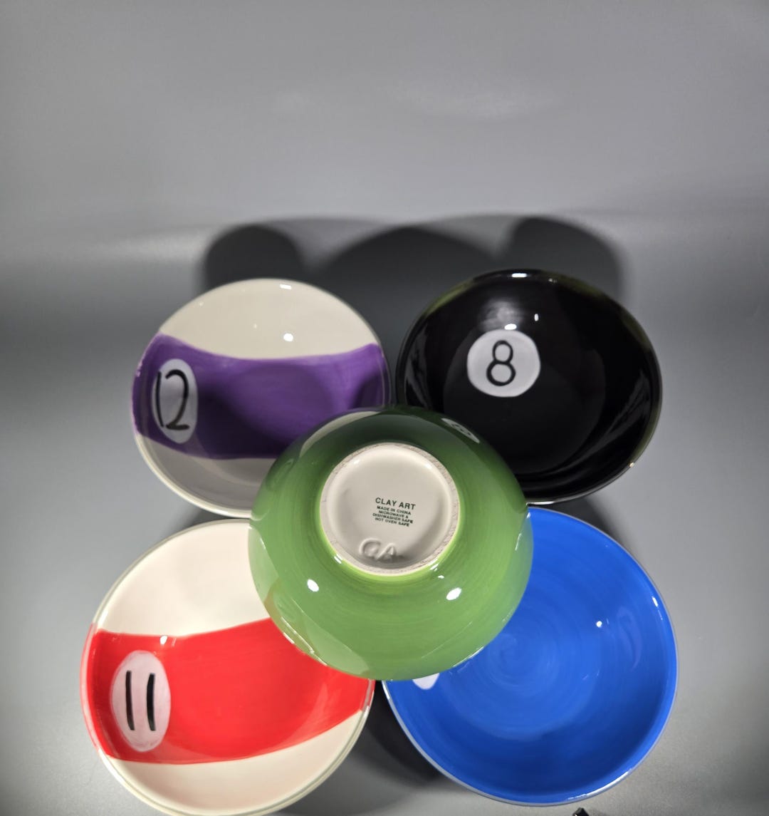 Set of 5 Vintage Clay Art Ceramic Billiards Pool Ball Snack Bowls - Etsy