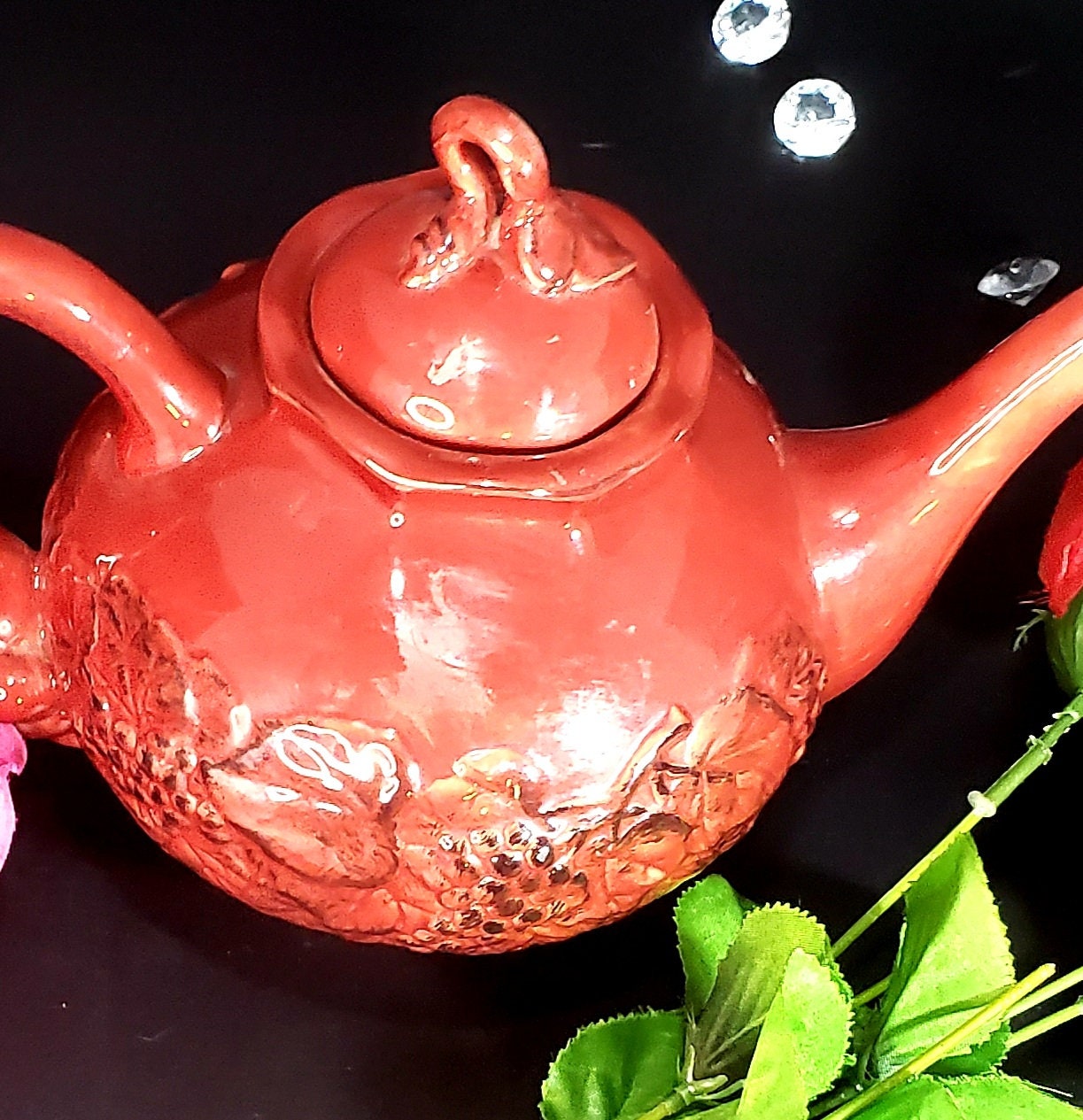 Beautiful Vintage Ceramic Maroon Tea Pot - Etsy