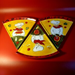 Set of 3 Vintage Heavy Ceramic Pizza Plates, Hand Painted - Etsy