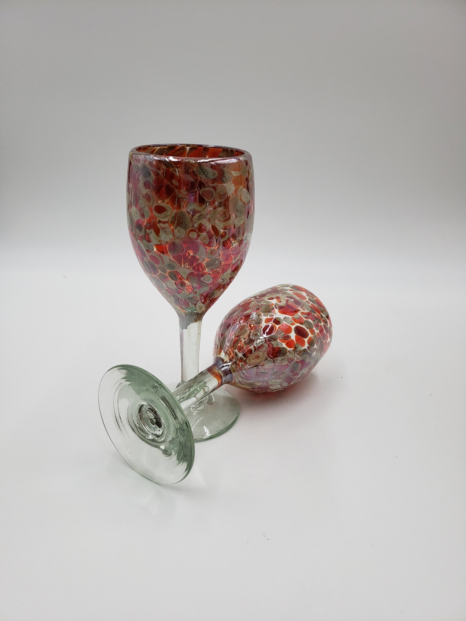 Vintage Hand Painted Heavy Wine Glasses - Etsy