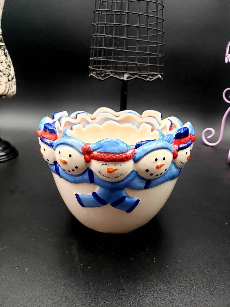Set of 3 Vintage Ceramic Snowmen Nesting Serving Bowls by Housewares ...