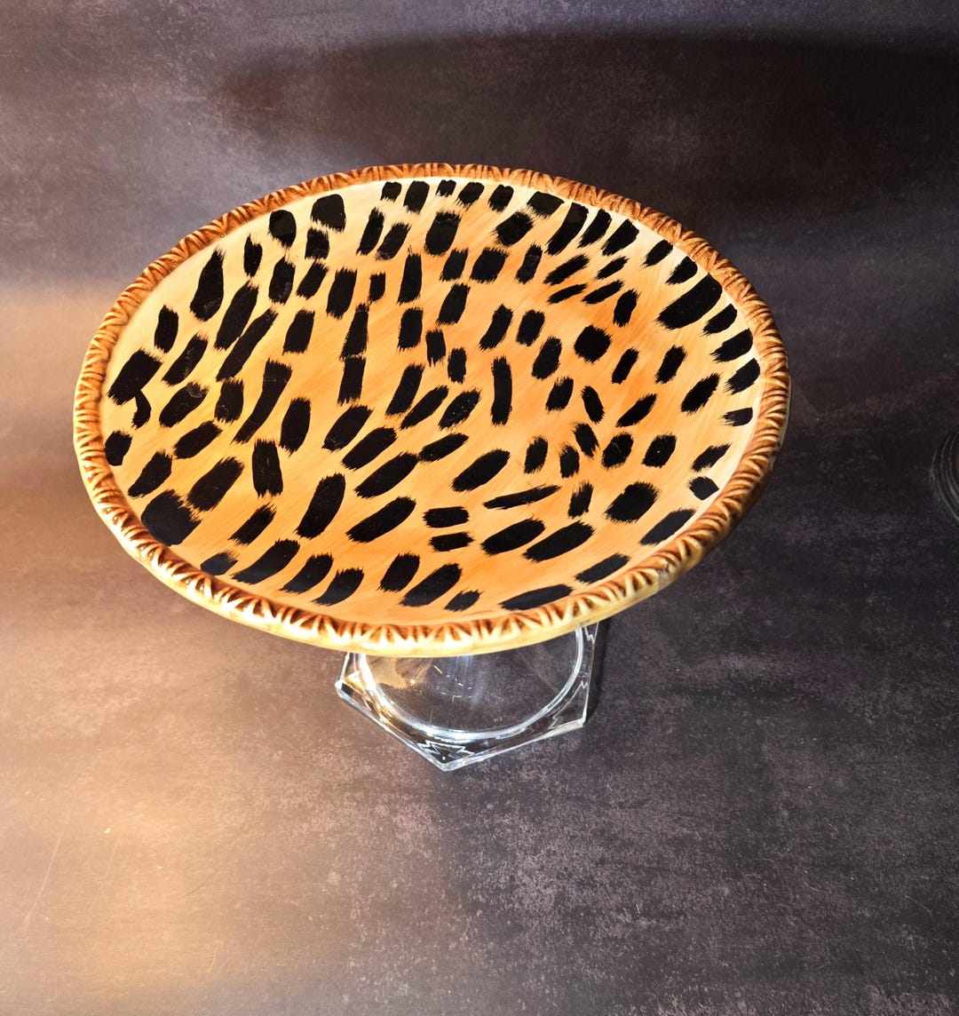 Leopard Pattern Footed Serving Plate by Ambiance - Etsy