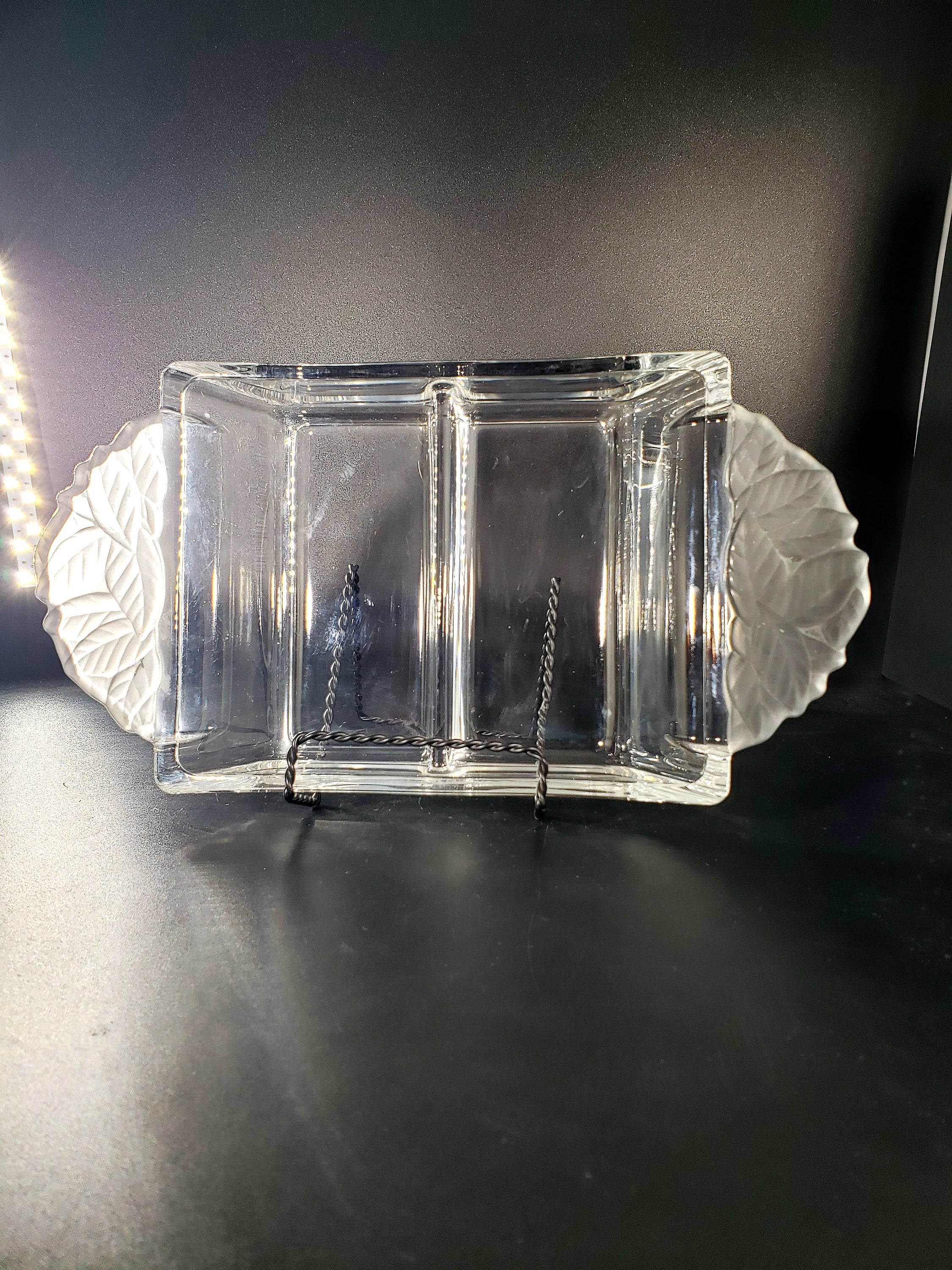 Vintage Crystal Divided Relish Dish With Frosted Handles - Etsy