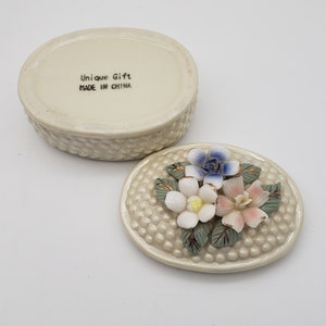 Beautiful Vintage Porcelain Trinket Box With Flowers - Etsy