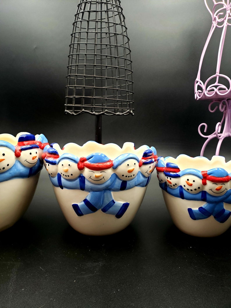 Set of 3 Vintage Ceramic Snowmen Nesting Serving Bowls by Housewares ...