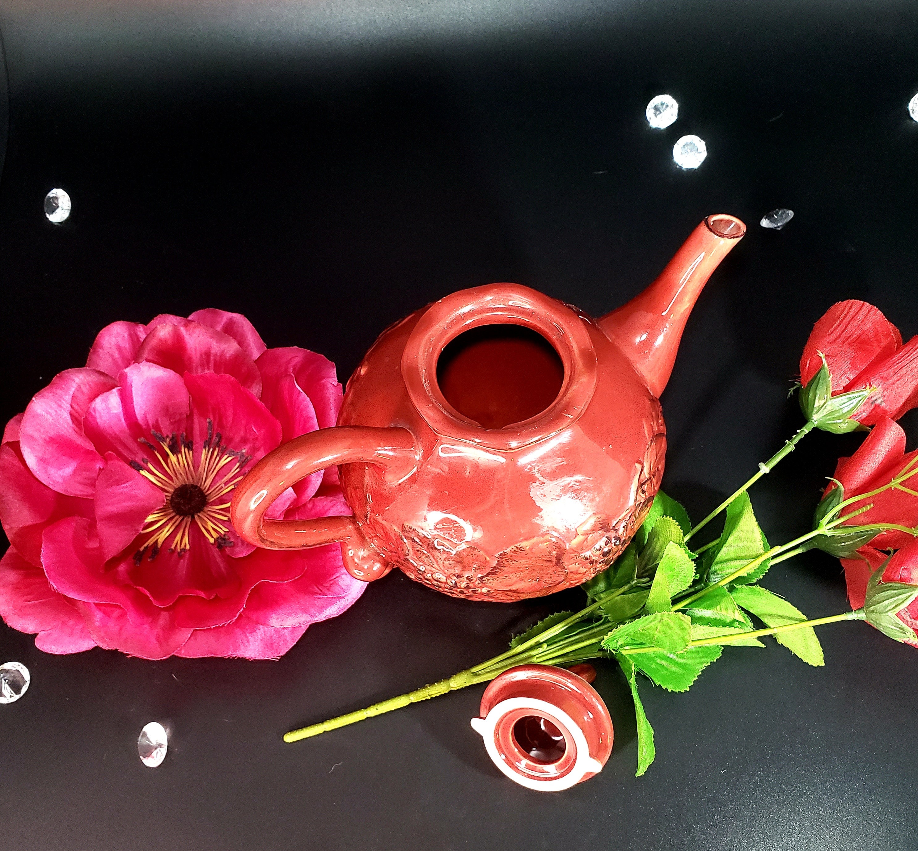 Beautiful Vintage Ceramic Maroon Tea Pot - Etsy