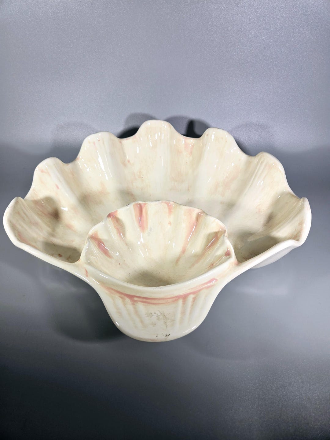 Vintage Ceramic Clam Shell Chip & Dip Ruffle Bowl - Etsy