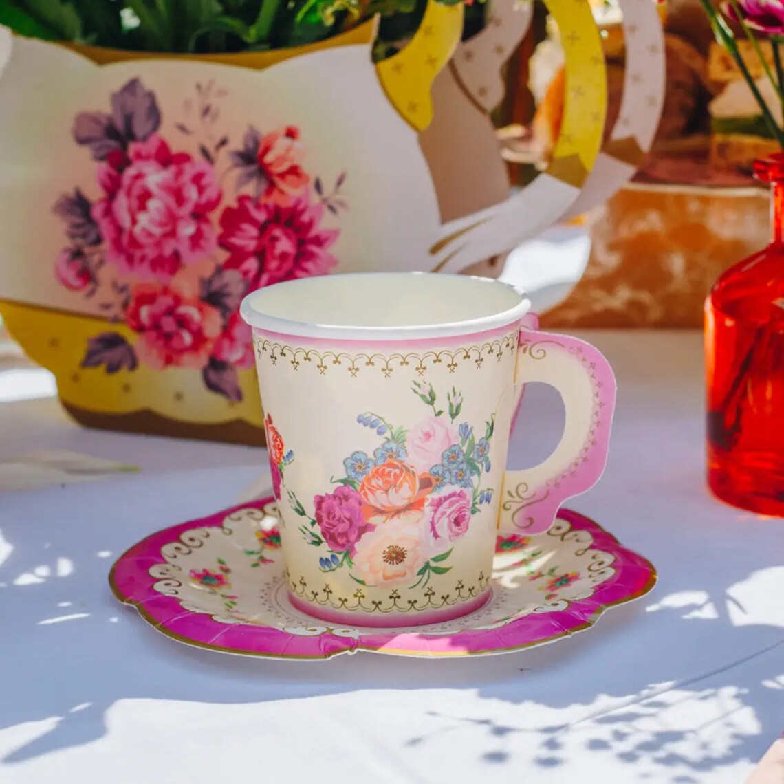 Vintage Paper Teacups and Saucers Set - Etsy