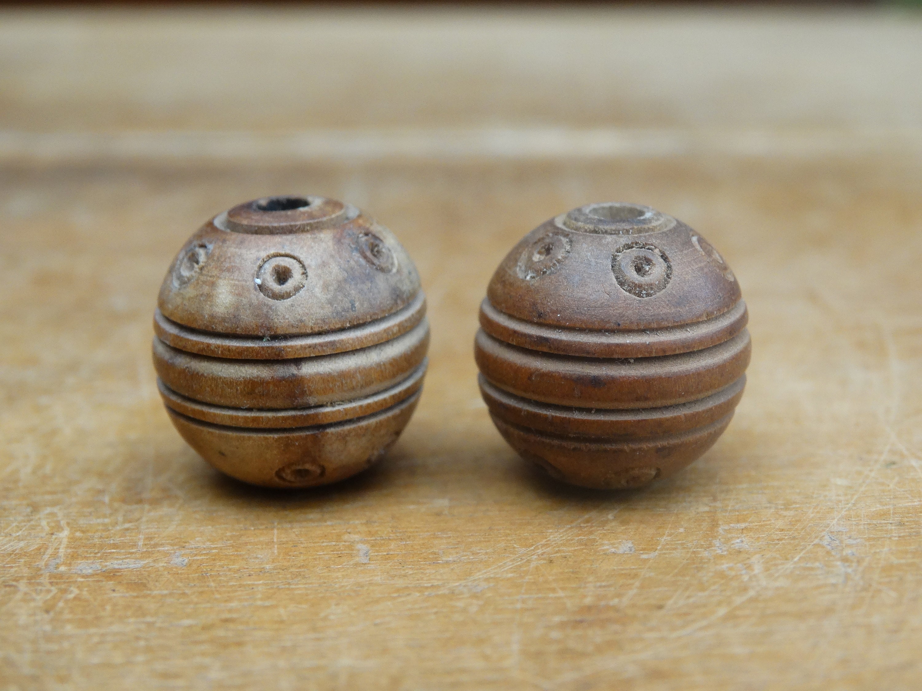 Paar Antieke Japanse Houten Ojime Kralen Japan Meiji Periode Japan - Etsy