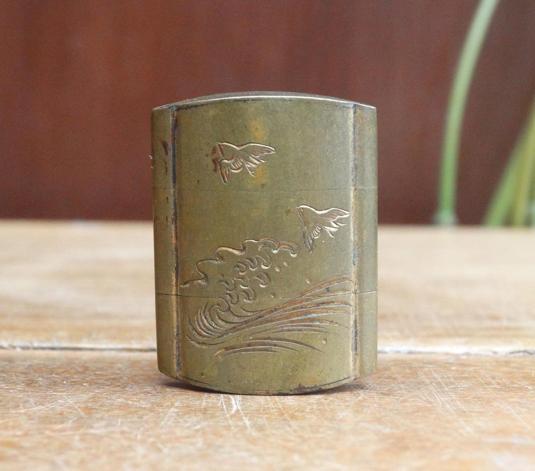 Antique Japanese Miniature Inro Japan Meiji Period Brass Bean Inro ...