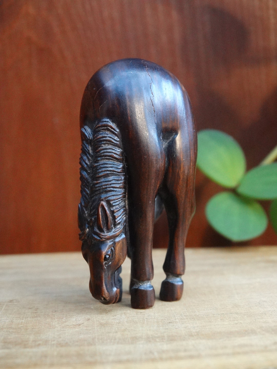 Antique Japanese Wooden Horse Netsuke Japan Meiji Period Wood Carving ...