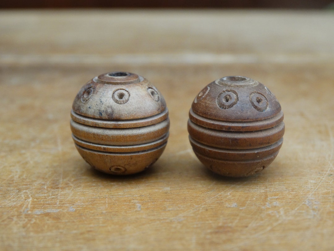 Paar Antieke Japanse Houten Ojime Kralen Japan Meiji Periode Japan - Etsy