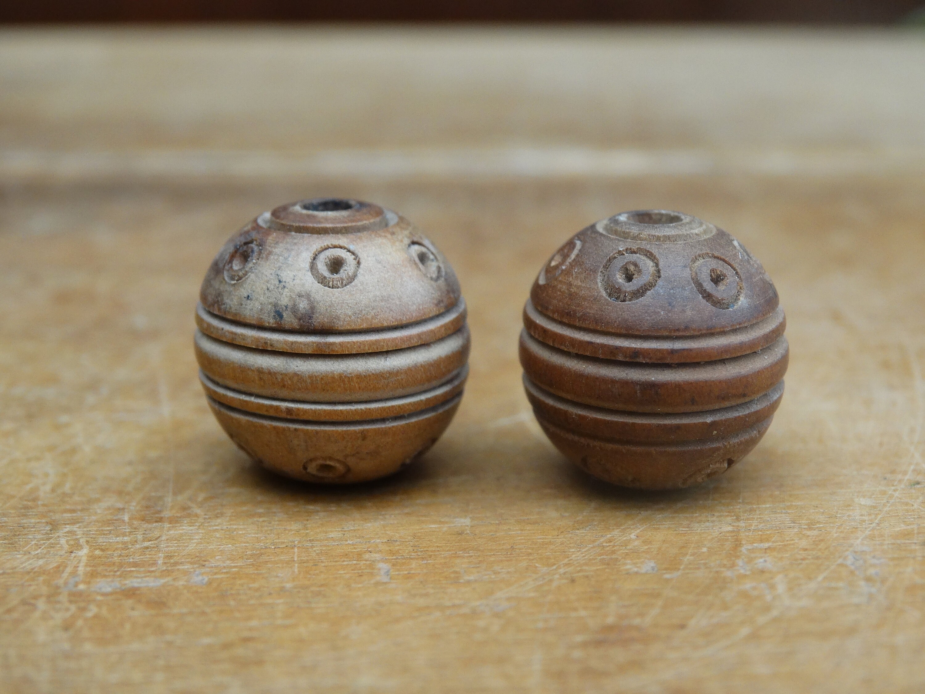 Paar Antieke Japanse Houten Ojime Kralen Japan Meiji Periode Japan - Etsy